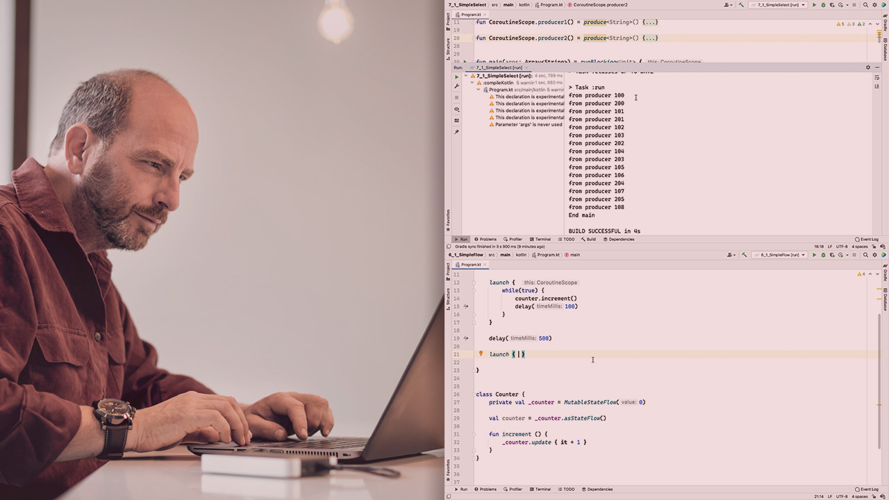 Kotlin 1.5 Coroutine Channels and Flows